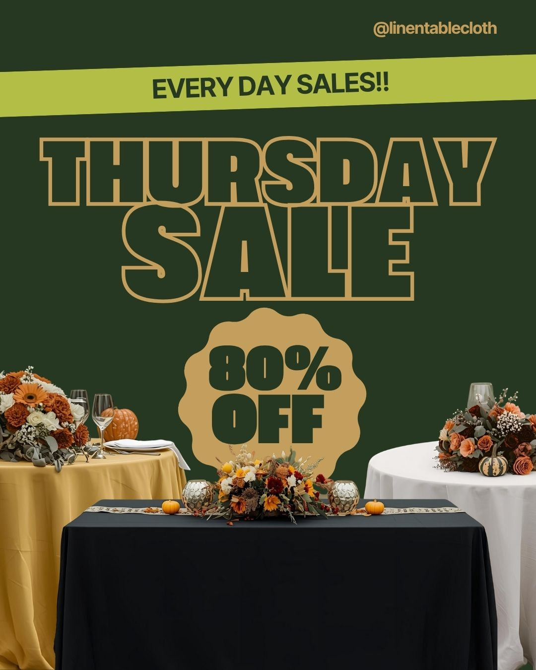 80% off Thursday Sale Items – LinenTablecloth