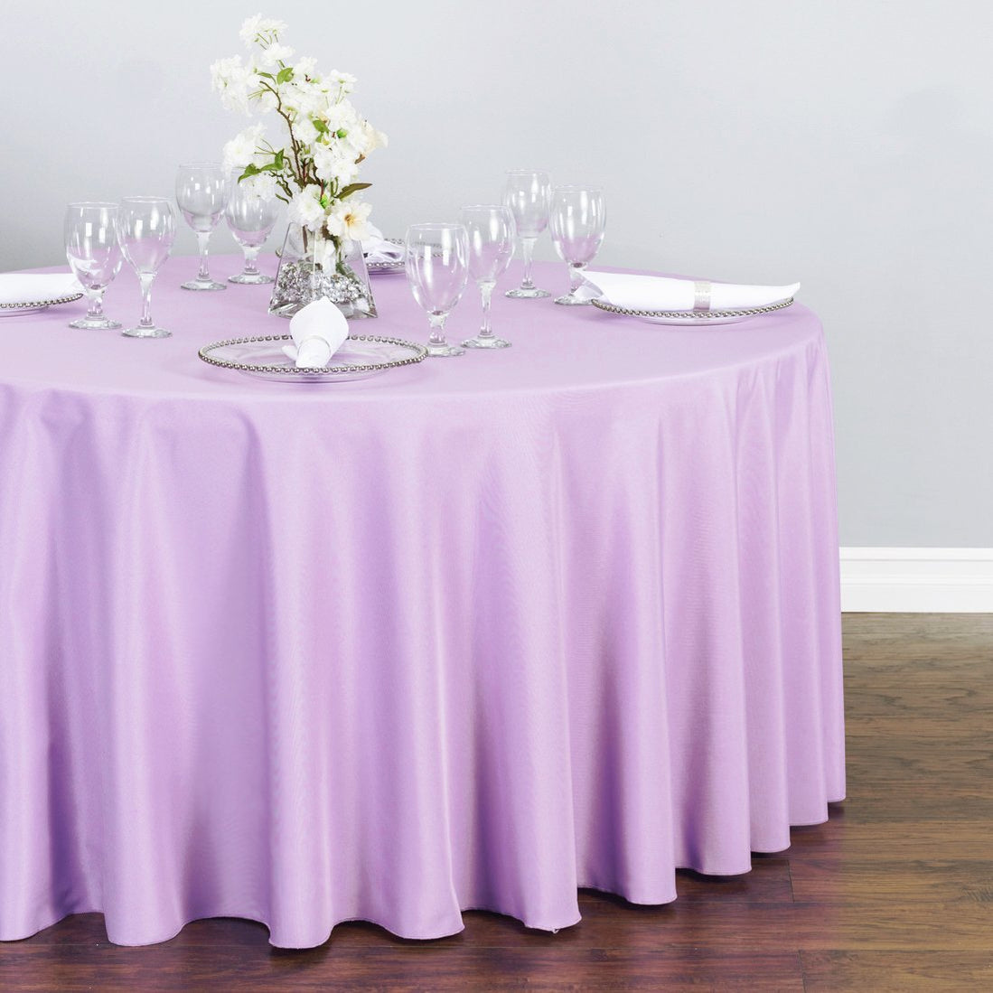 108 in. Round Polyester Tablecloth (30 Colors) — LinenTablecloth