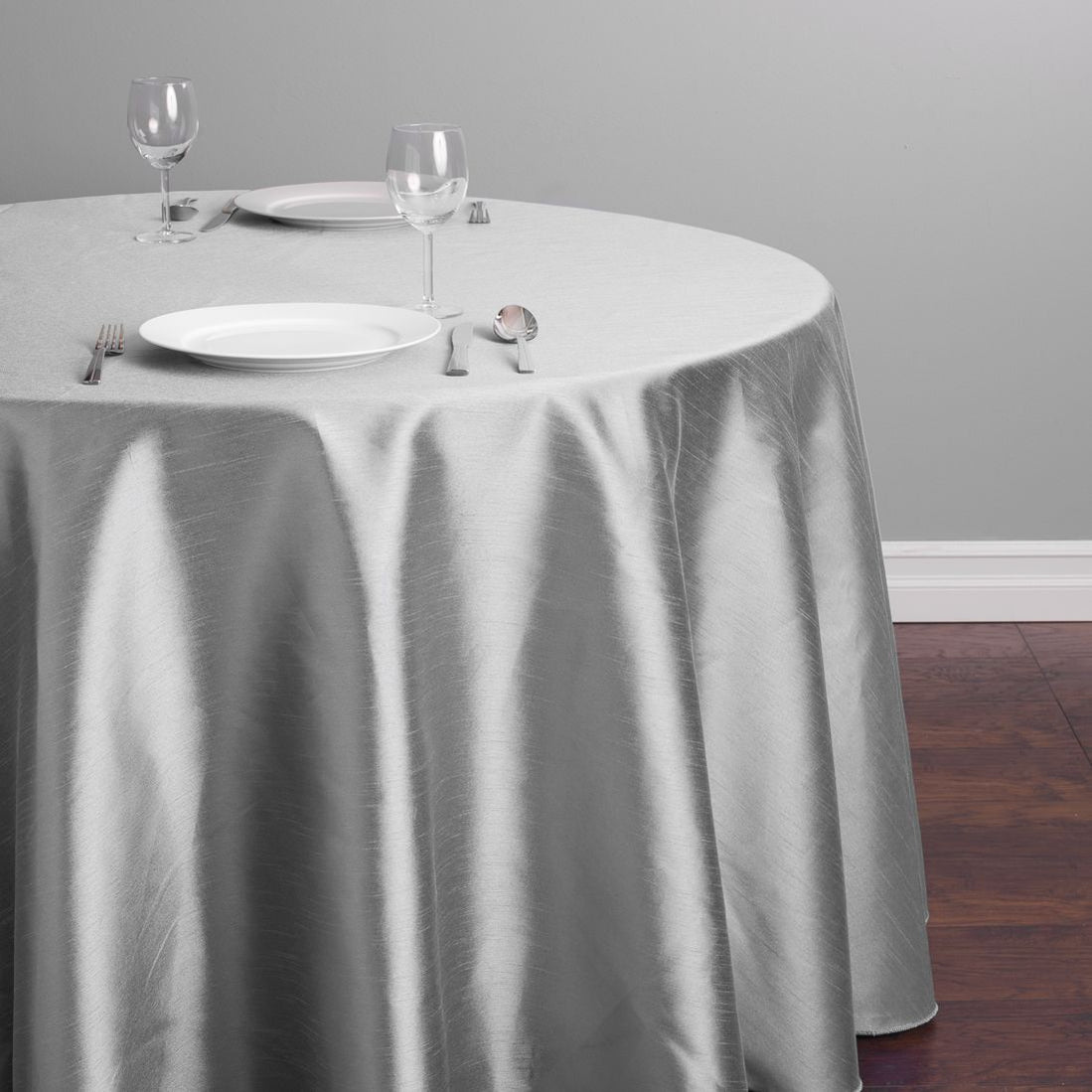 132 in. Round Shantung Silk Tablecloth (12 Colors) — LinenTablecloth