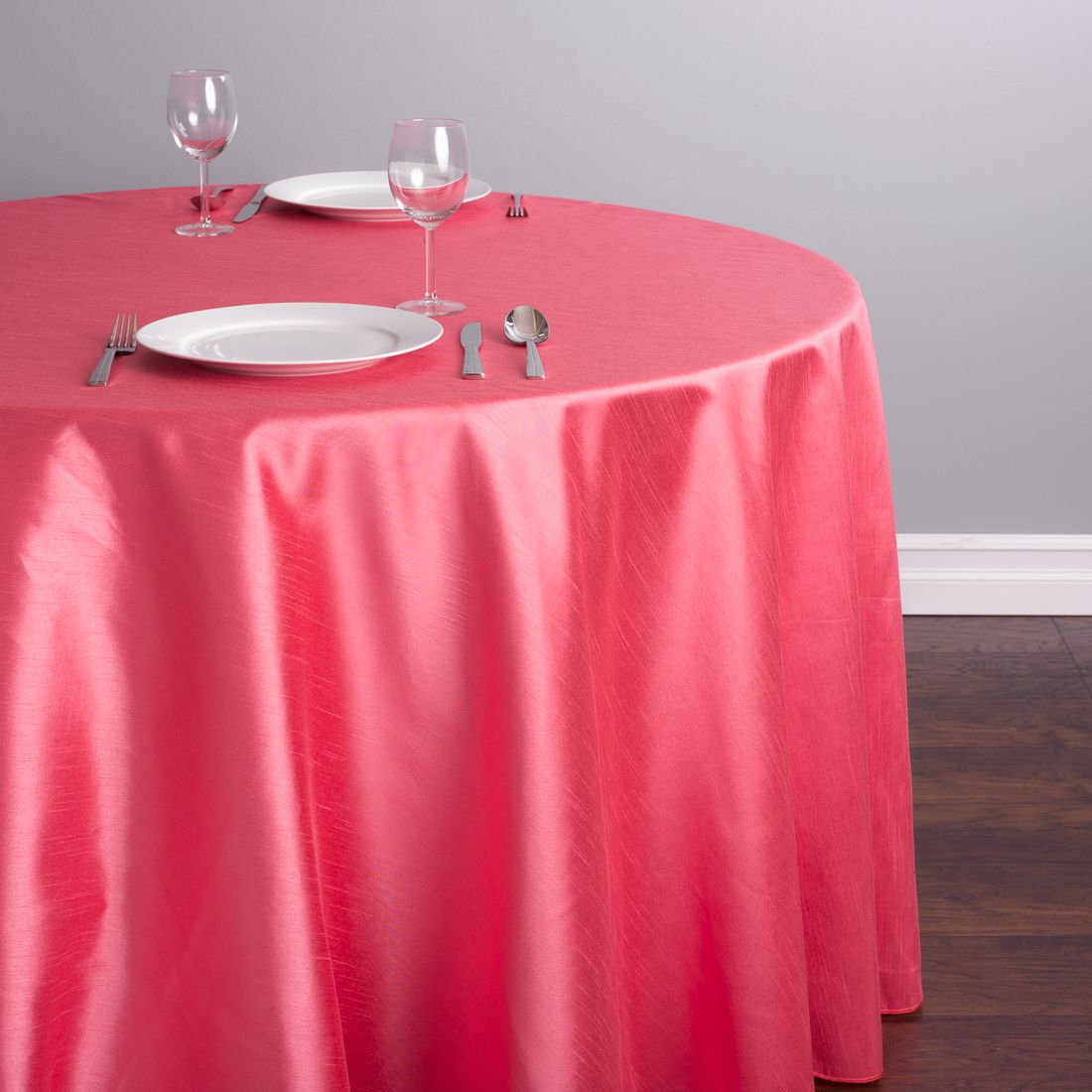 132 in. Round Shantung Silk Tablecloth (12 Colors) — LinenTablecloth