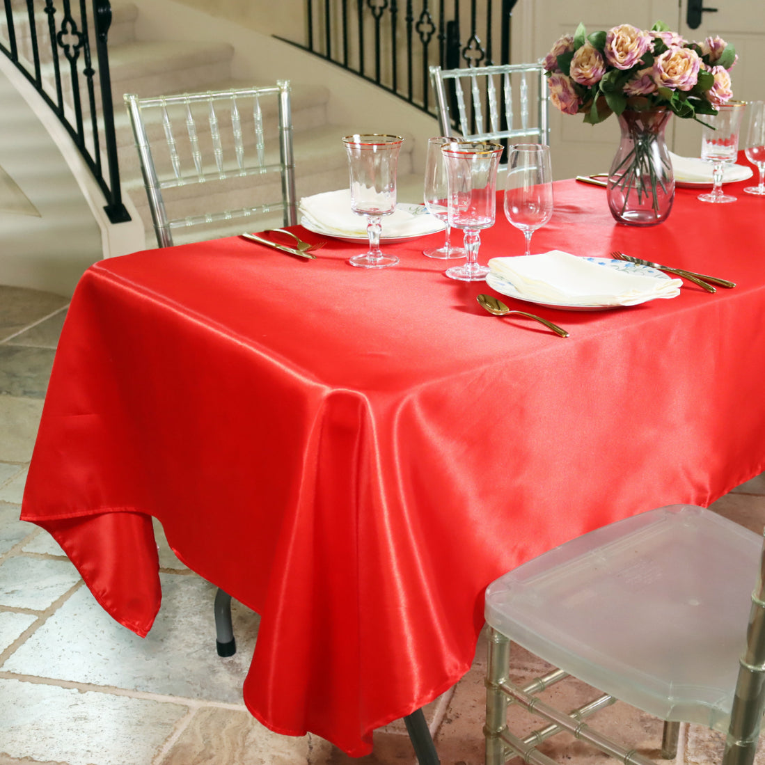 60 X 102 in. Rectangular Satin Tablecloth (22 Colors) — LinenTablecloth