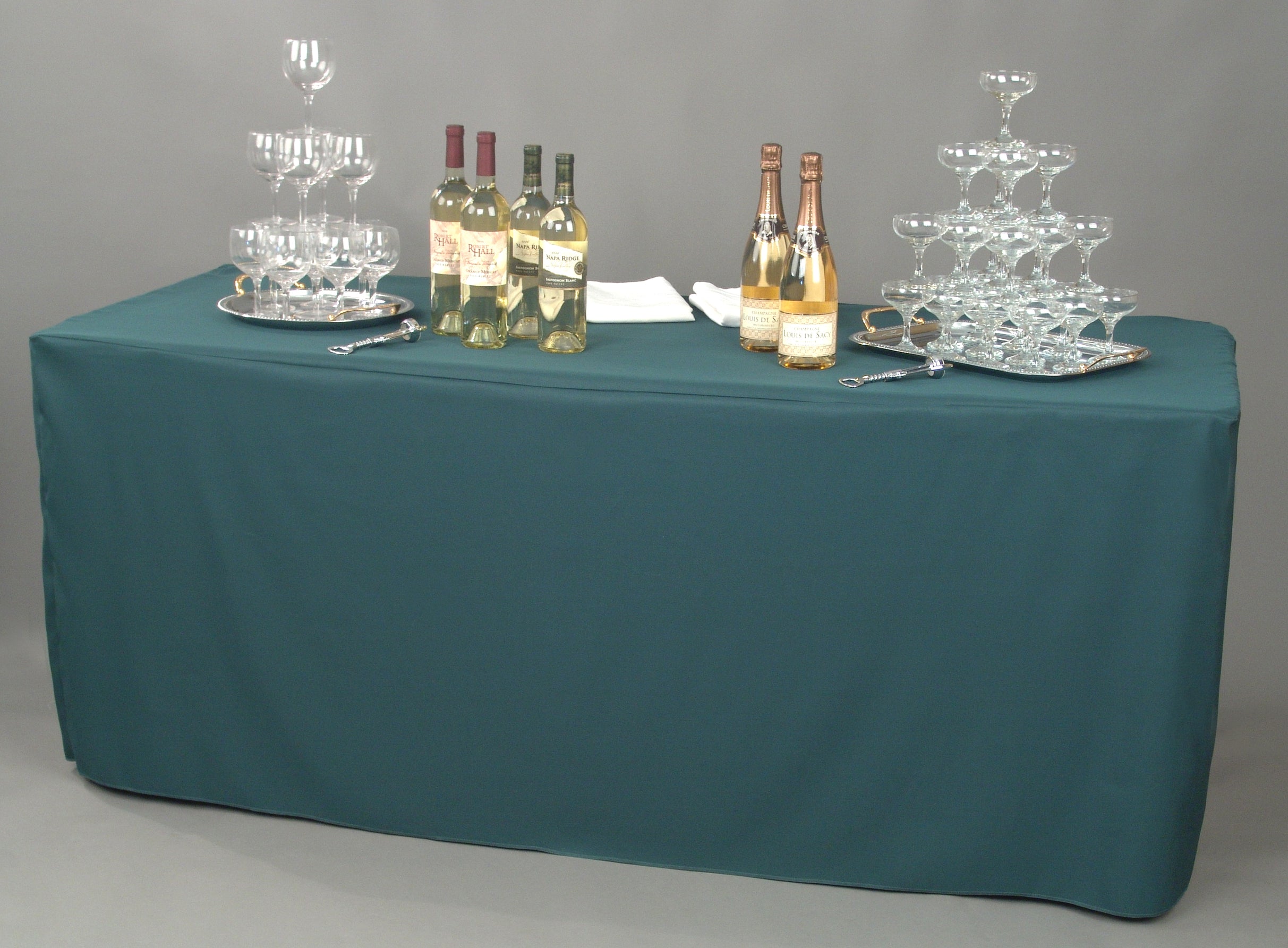 8 ft. Fitted Polyester Tablecloth (7 Colors) — LinenTablecloth