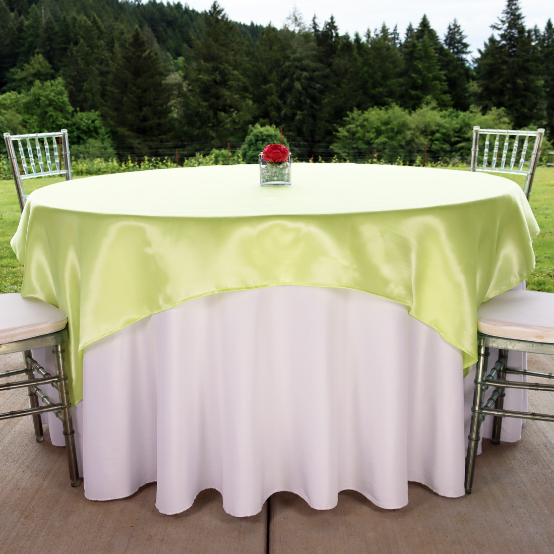72 in. Square Satin Overlay (23 Colors) — LinenTablecloth