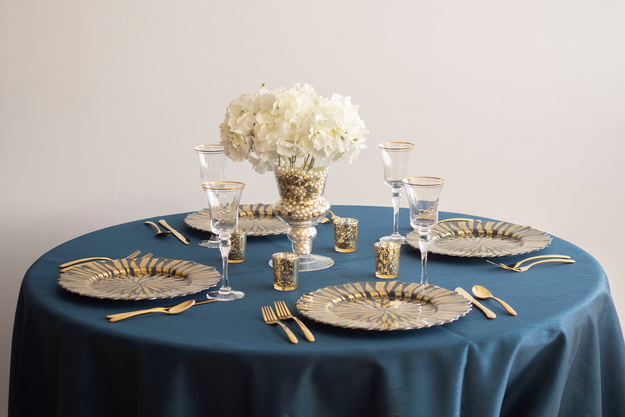 132 in. Round Shantung Silk Tablecloth (7 Colors) — LinenTablecloth