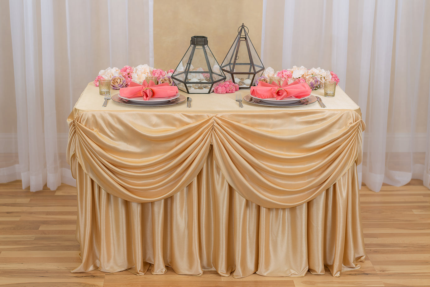 6 ft. Drape Chiffon All-In-1 Tablecloth/Pleated Skirt (8 Colors ...