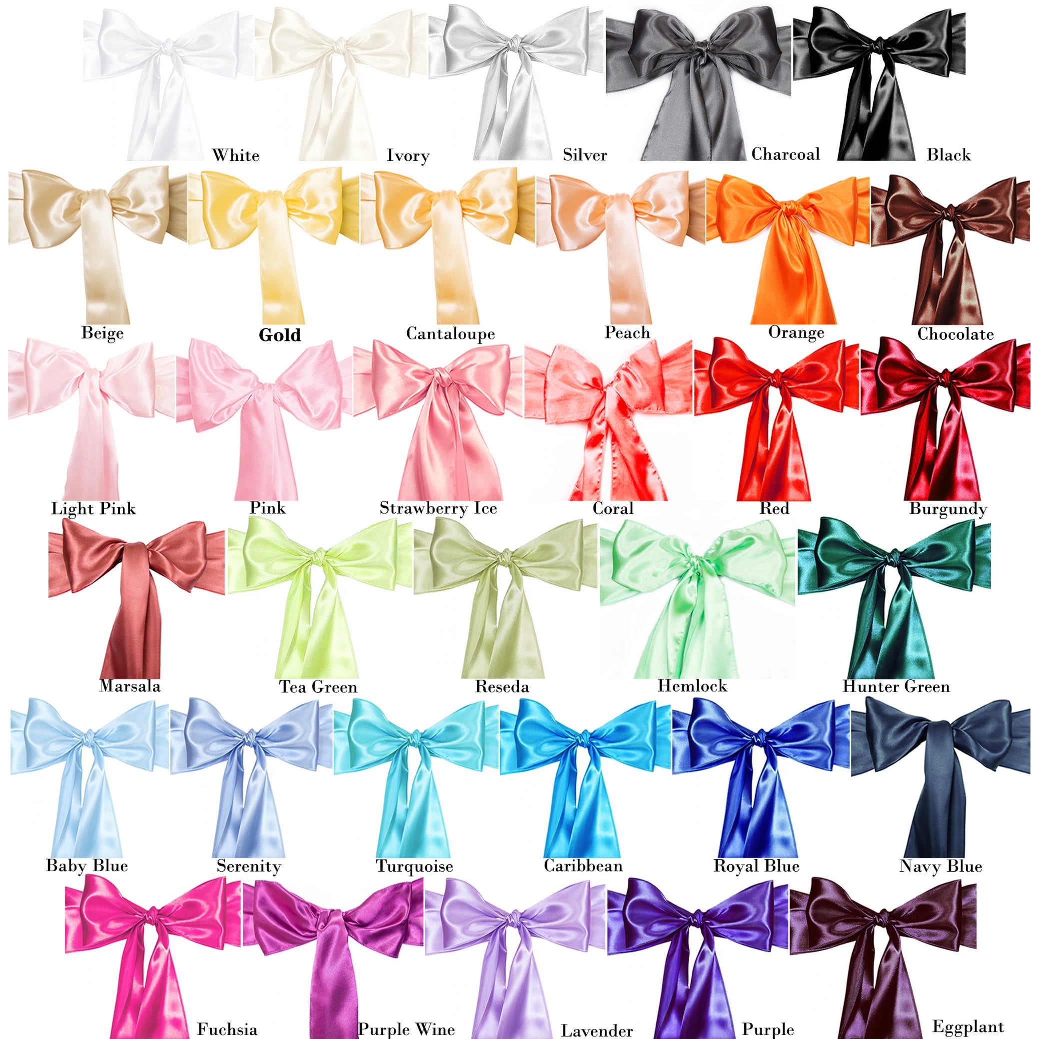 Sample Satin Sash Pack (33 Colors) — LinenTablecloth